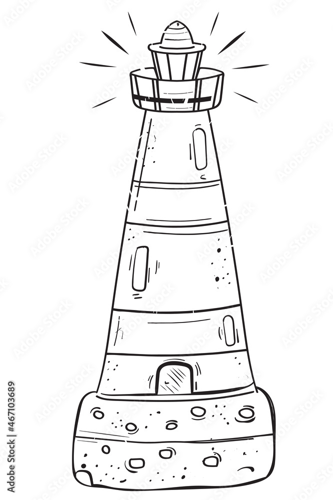 Cartoon Lighthouse, illustration Sea Tower Construction, Vector ...
