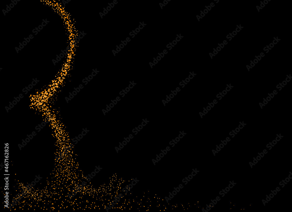 Falling gold glitter particles isolate on png or transparent background with sparkling snow and ...