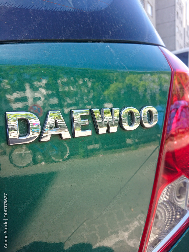 Стокове фото Berlin, Germany - May 12, 2019: Daewoo emblem on a green ...