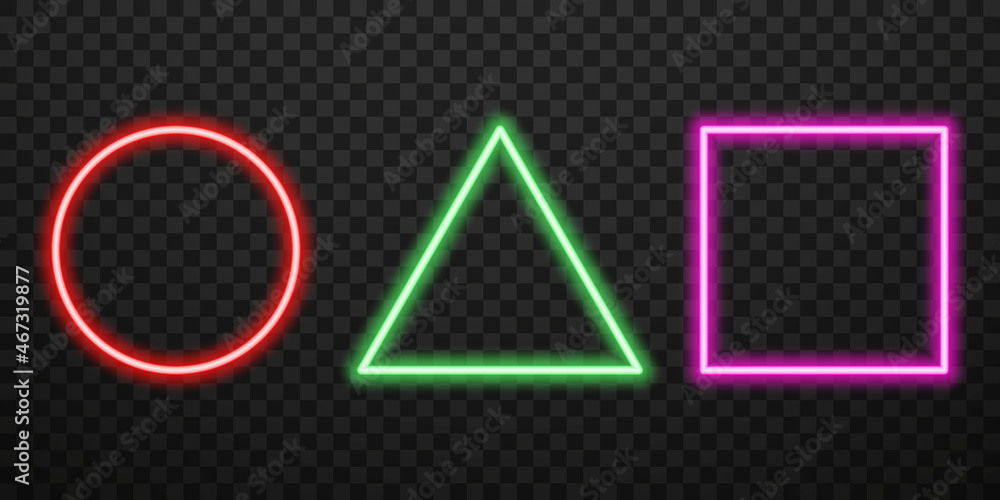 Glowing Neon Frames on Transparent Background. Frames of Game with Neon ...