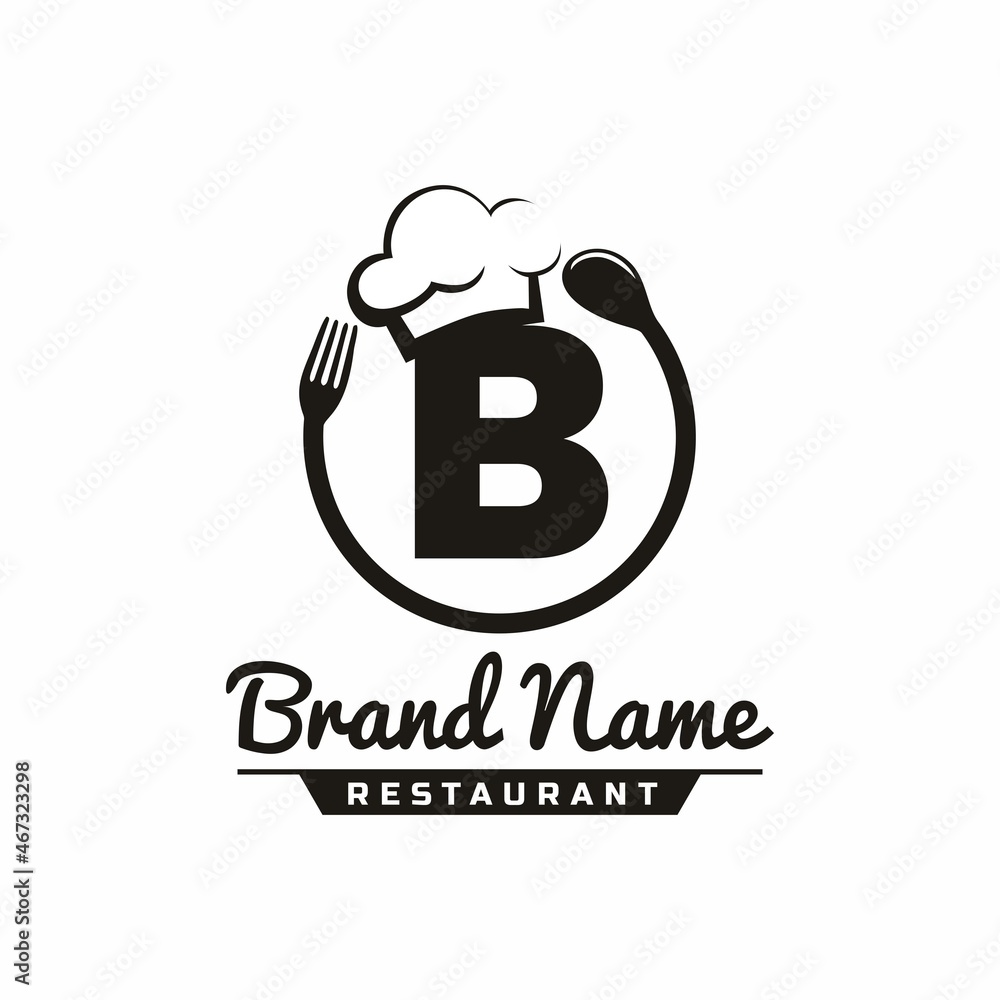 Letter B Restaurant Food Logo Design Stock Vector | Adobe Stock