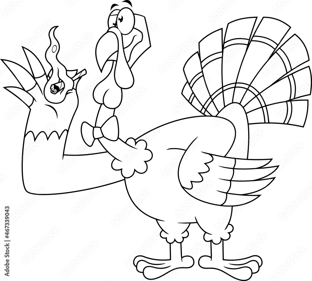 Vector de Stock Outlined Turkey Bird Cartoon Characters Smoking A Joint ...