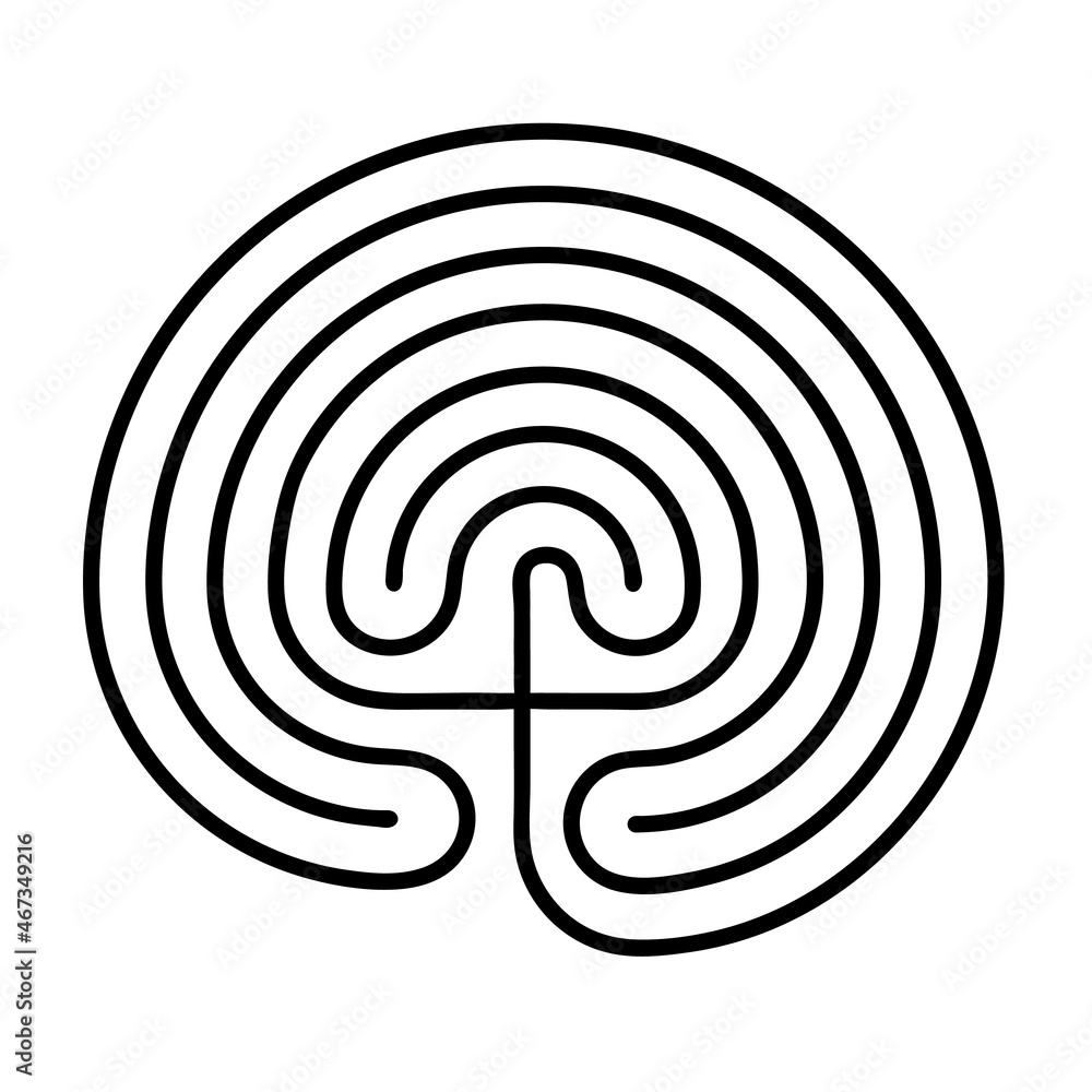 Crete traditional symbol. Cretan labyrinth line art vector Stock Vector ...