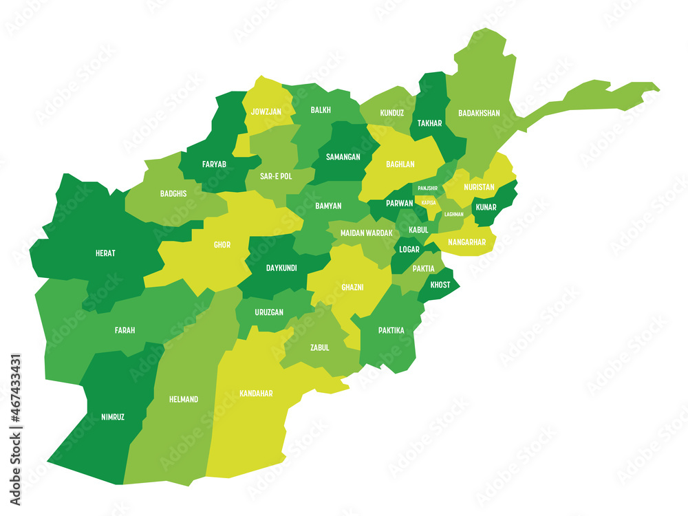 Afghanistan - map of provinces Stock Vector | Adobe Stock
