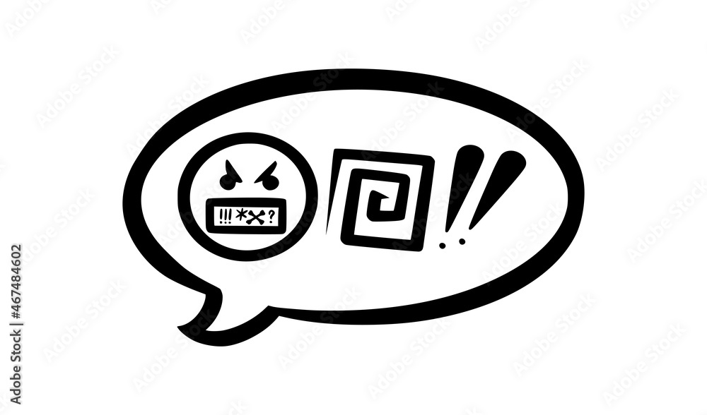Swearing speech bubble censored with symbols. Hand drawn swear words in ...