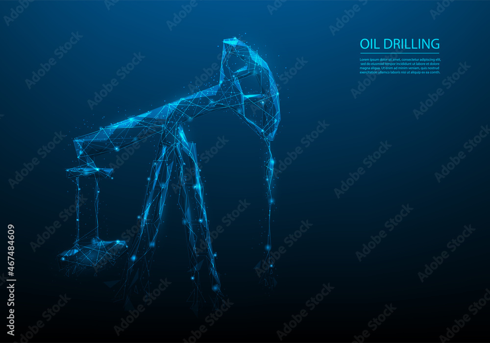 oil drilling machine low poly wire frame. petroleum fuel industry ...