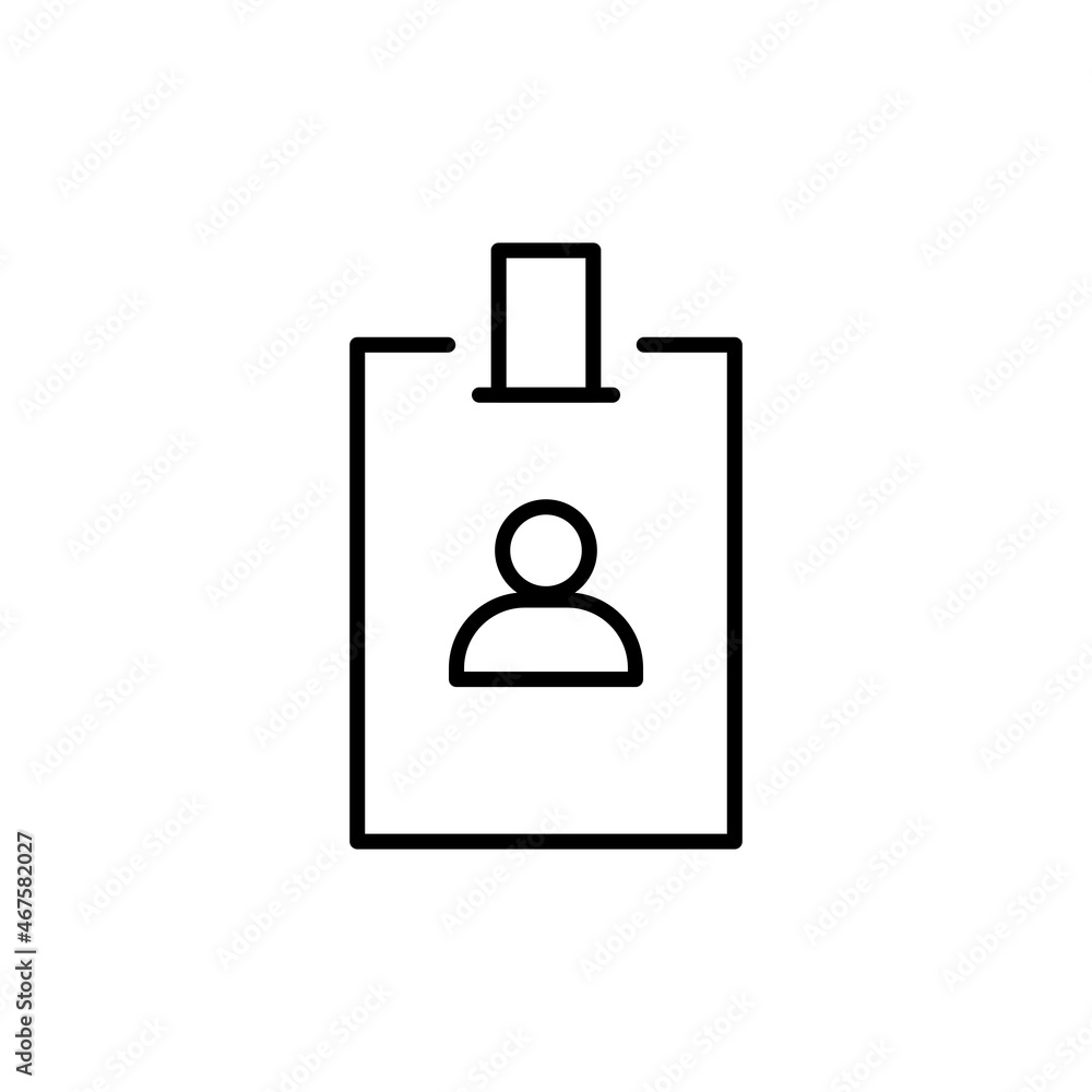 Name badge line icon. Business. Blank id cards with clasp. Trendy flat ...