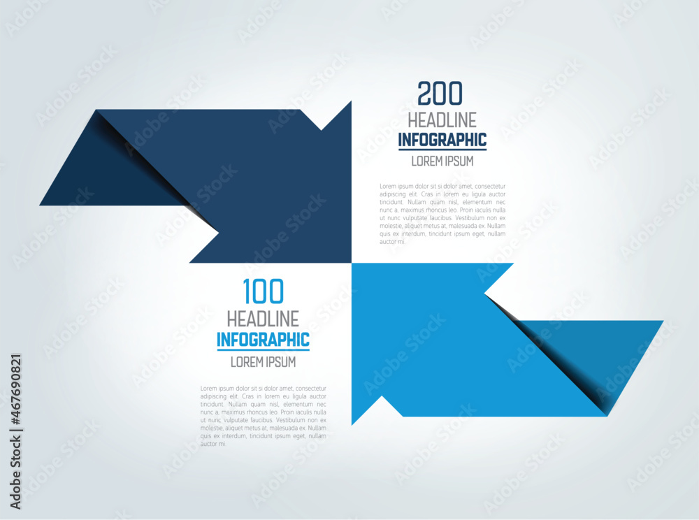 Two arrows in opposite direction infographic, chart, scheme, diagram ...