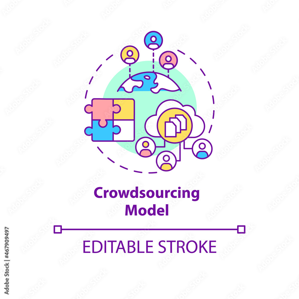 Crowdsourcing model concept icon. Crowdfunding project. Community ...