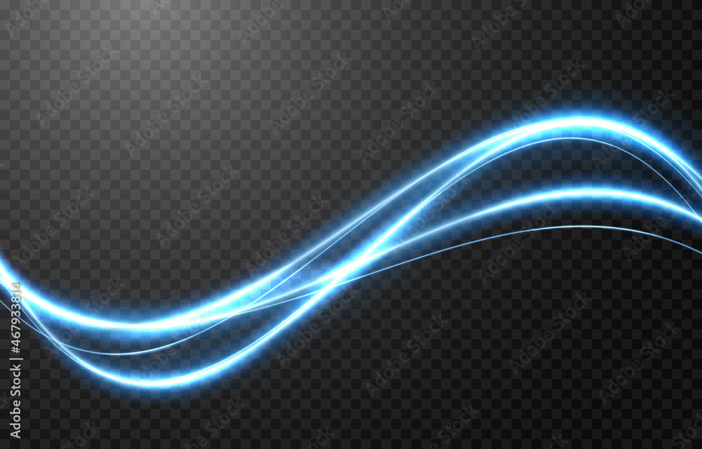 Vector glowing light lines. Electric light, light effect png. Blue line ...
