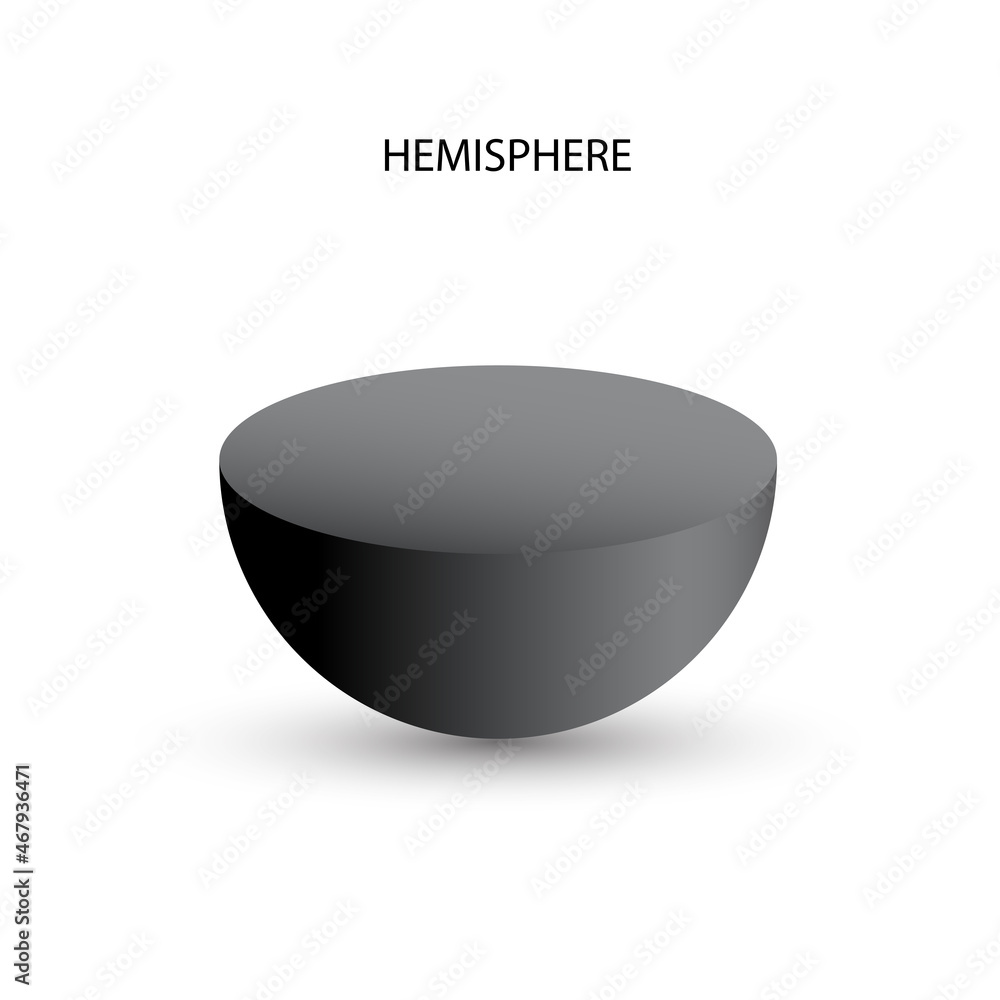 black hemisphere with gradients and shadow for game, icon, package ...