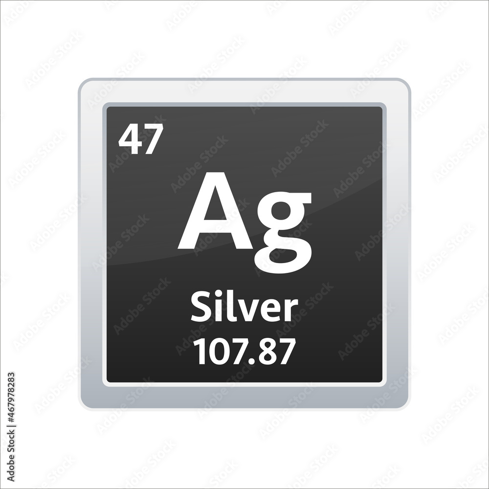 Silver symbol. Chemical element of the periodic table. Vector stock ...