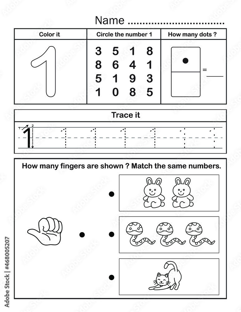 Black and white printable number worksheet handout for kindergarten ...