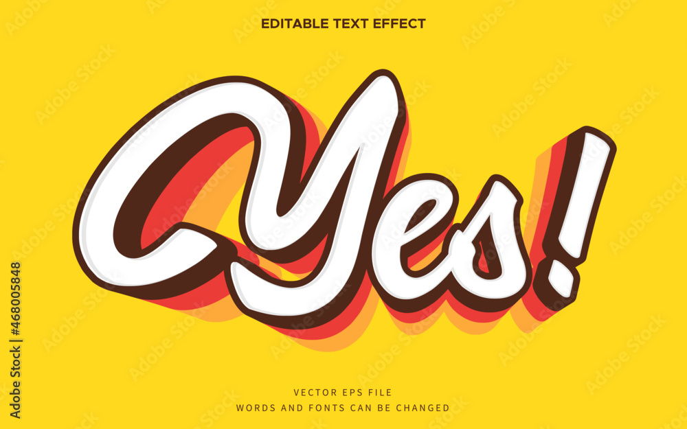 Retro 3d yes text effect. Editable fancy font style suitable for ...