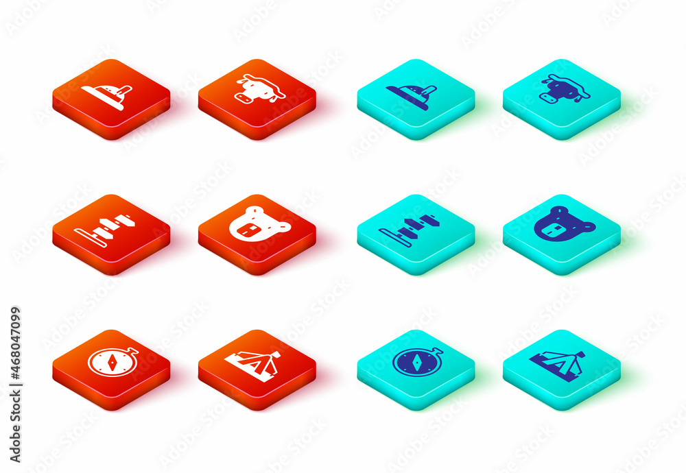 Set Compass, Tourist tent, Road traffic sign, Bear head, African ...