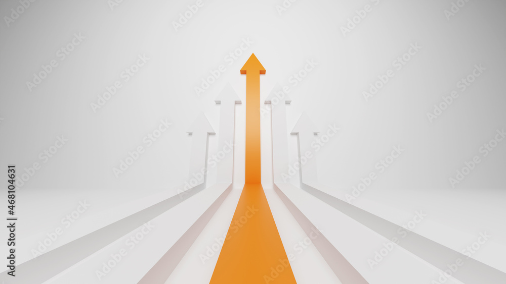 Leader orange arrow leading white arrow on white background. Teamwork ...