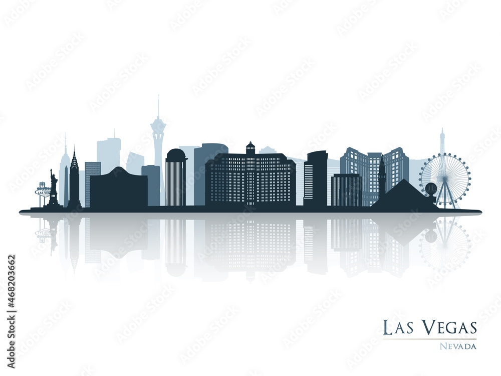 Las Vegas skyline silhouette with reflection. Landscape Las Vegas ...