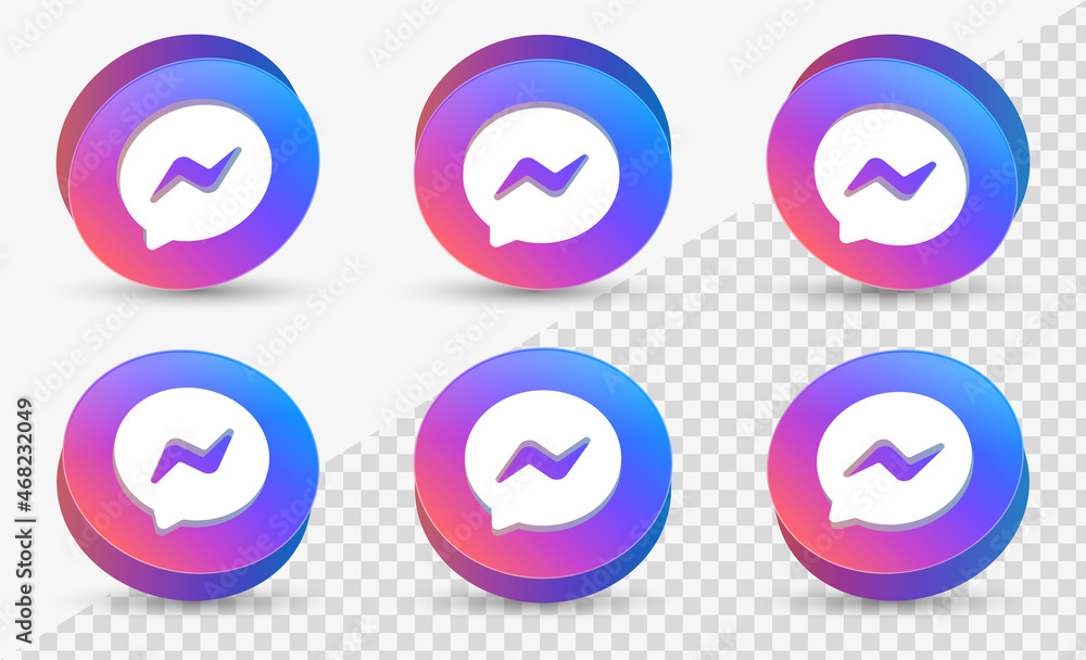 Stock-Vektorgrafik „3D Messenger logo, facebook messenger circle button ...