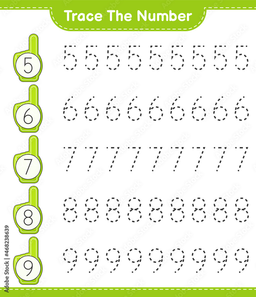 Trace the number. Tracing number with Foam Finger. Educational children ...