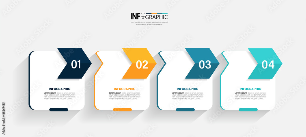 Four steps timeline infographic template vector. Stock Vector | Adobe Stock