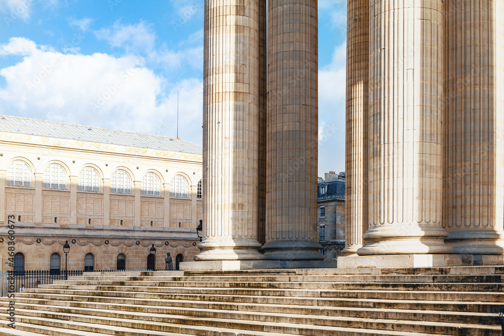 Doric columns and stairs . Roman architecture . Pantheon of Paris Stock ...