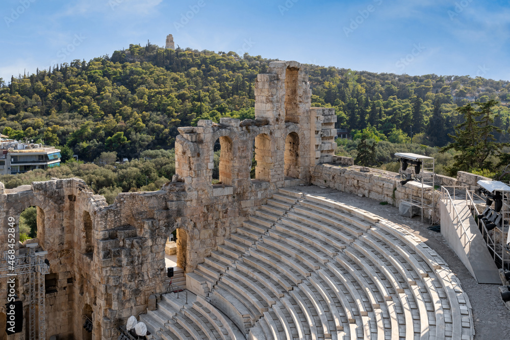 Ιnterior view to the Odeon of Herodes Atticus (Herodion) greek ancient ...