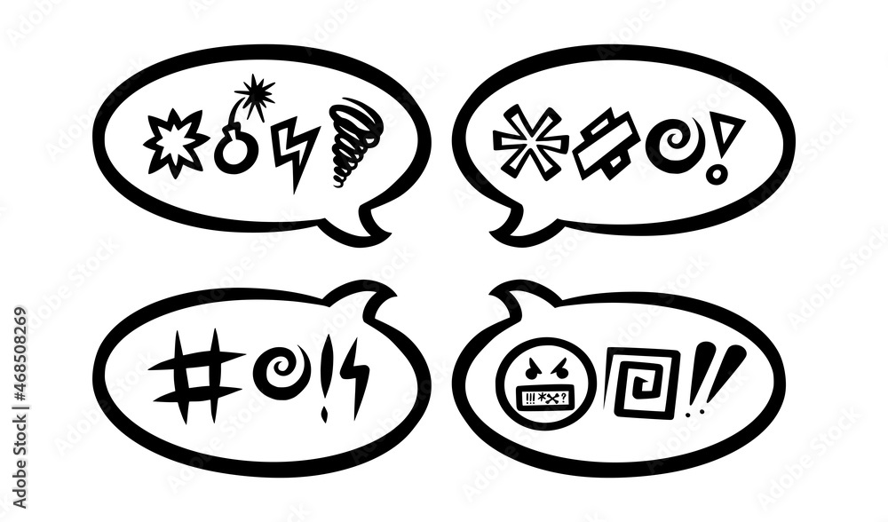 Swearing speech bubble censored with symbols. Hand drawn swear words in ...