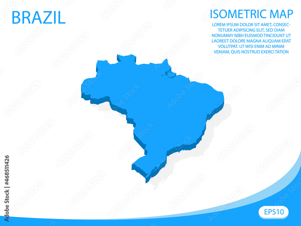 Modern vector isometric of Brazil blue map. elements white background ...