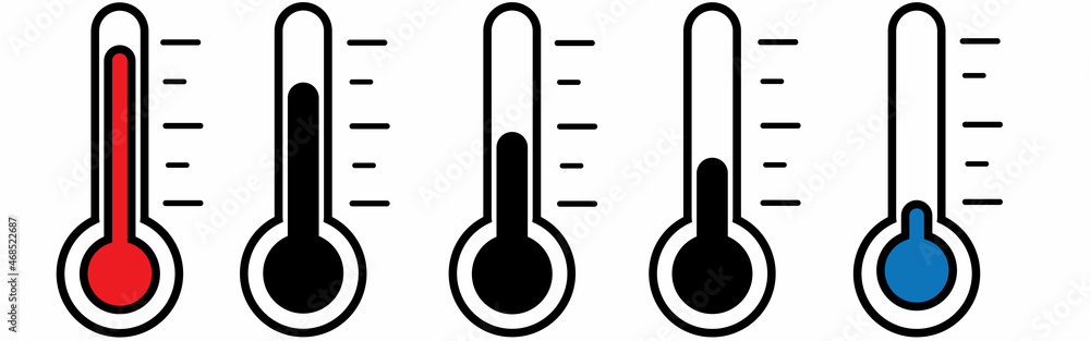 Weather Sign. Temperature icon set. Temperature Scale Symbol. Warm cold ...