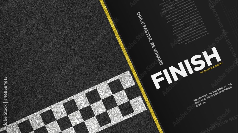 Textured asphalt with finishing line vector illustration. Auto racing ...