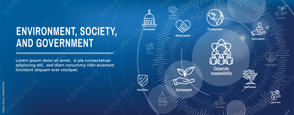 Environment and Social Government Icon Set and Web Header Banner for ...