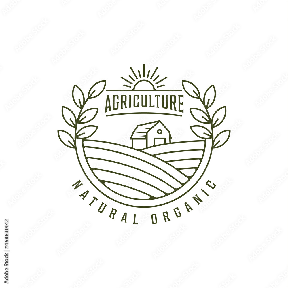 barn farm logo line art vintage vector illustration template icon graphic design. agriculture ...