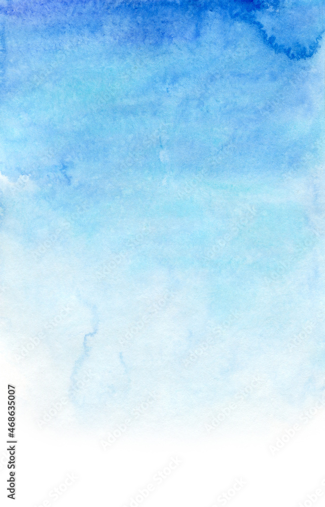 Watercolor abstract vertical blue background. Splash, blot for your ...