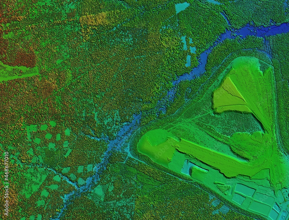 Digital elevation model. GIS 3D illustration made after proccesing ...