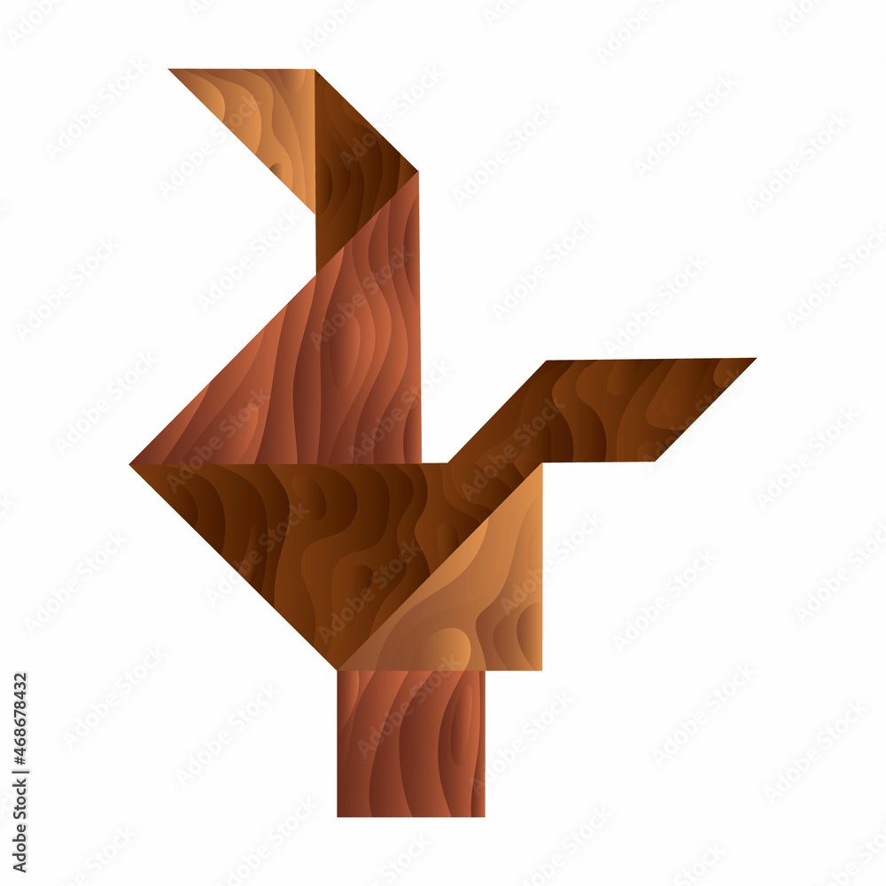 Vector illustration with assembled figure of bird, rooster or chicken ...