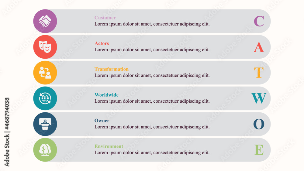 Infographic presentation template of CATWOE problem-solving model ...