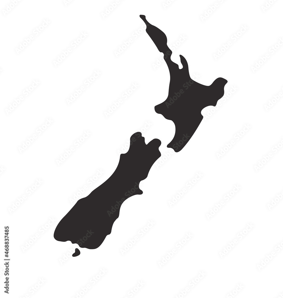 new zealand map shape simplified silhouette Stock Vector | Adobe Stock