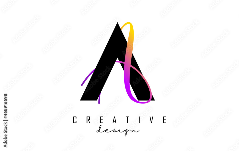 Letters AA Logo with two colors design. Letters A and a with geometric ...