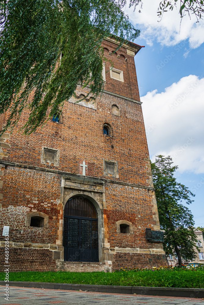 Drohobych, Ukraine - August, 2021: Defense tower of the Roman-Catholic ...