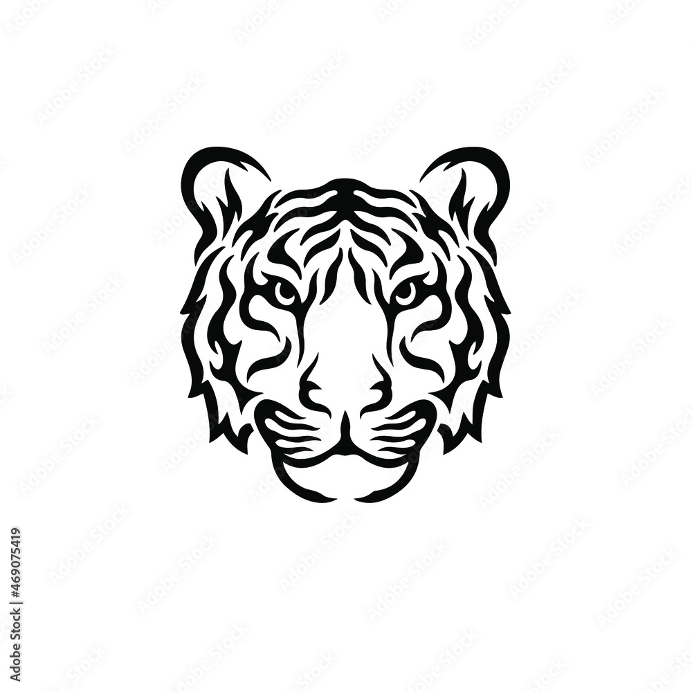 Tiger Symbol Logo. Tribal Tattoo Design. Stencil Vector Illustration ...