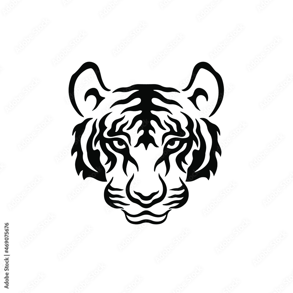 Tiger Symbol Logo. Tribal Tattoo Design. Stencil Vector Illustration ...