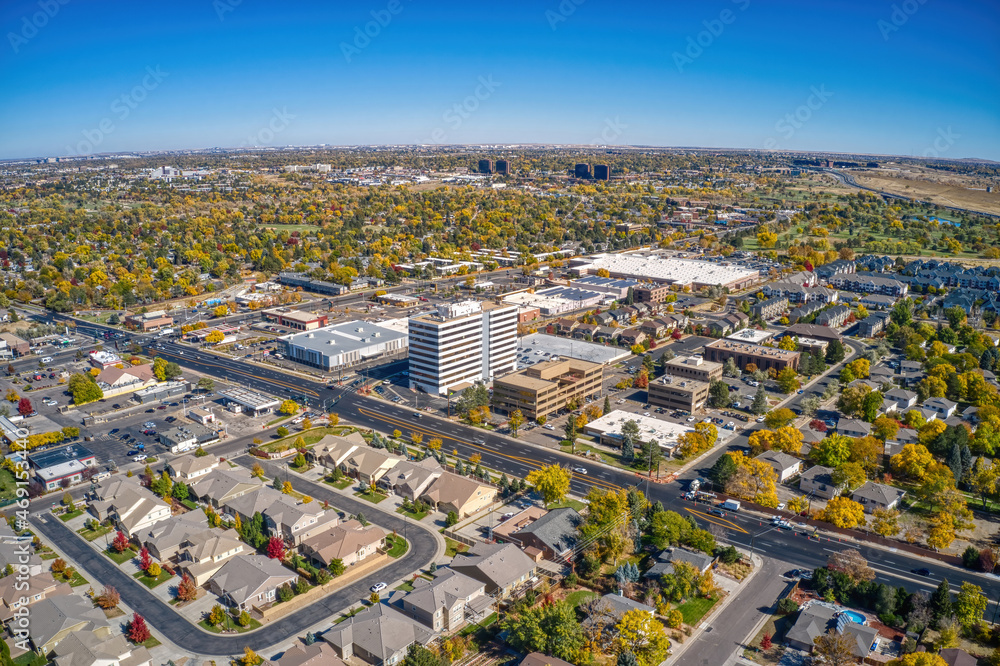 Aerial View of Aurora, Colorado in Autumn Stock Photo | Adobe Stock