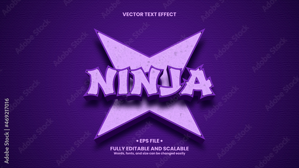 Ninja 3d text effect Stock Vector | Adobe Stock