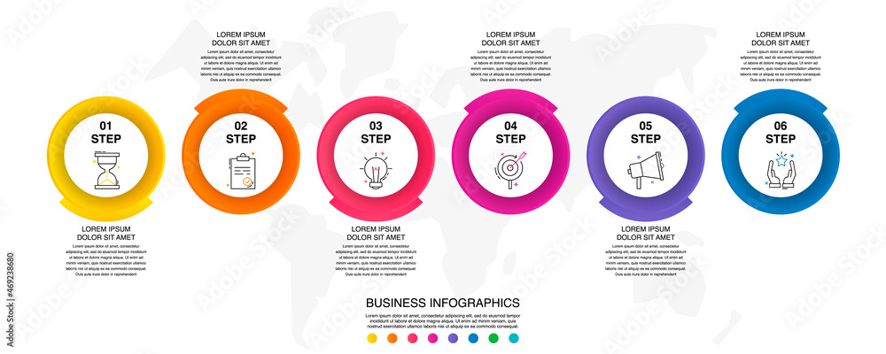 Vector template circle infographics. Modern business concept with 6 ...