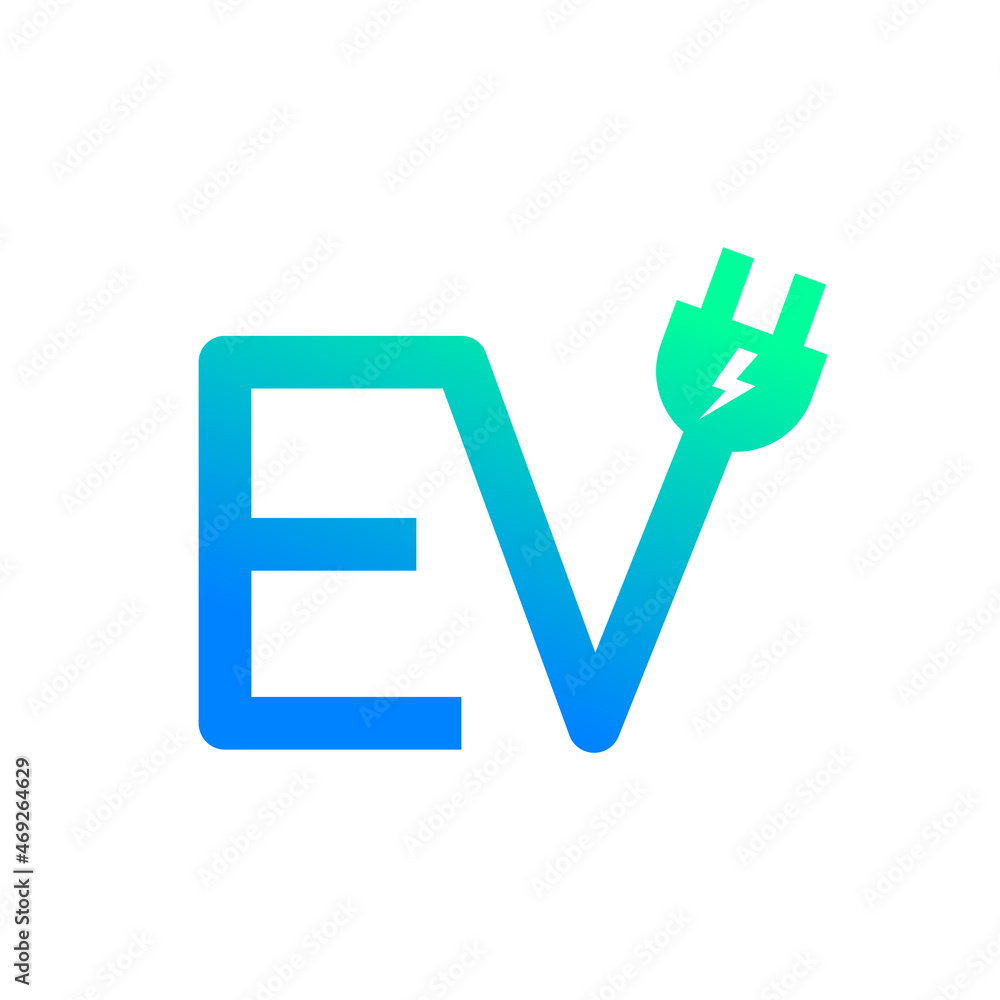 EV with plug icon symbol, Electric vehicle, Charging point logotype ...