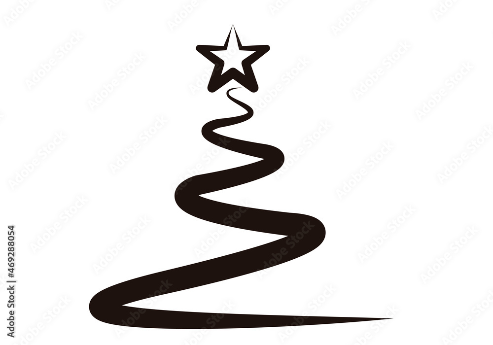 Vector de Stock Silueta de pino de navidad con estrella negra. | Adobe ...