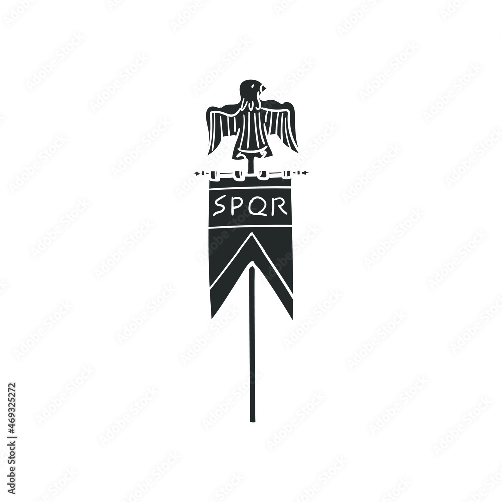 Roman Banner Icon Silhouette Illustration. Ancient Flag Vector Graphic ...