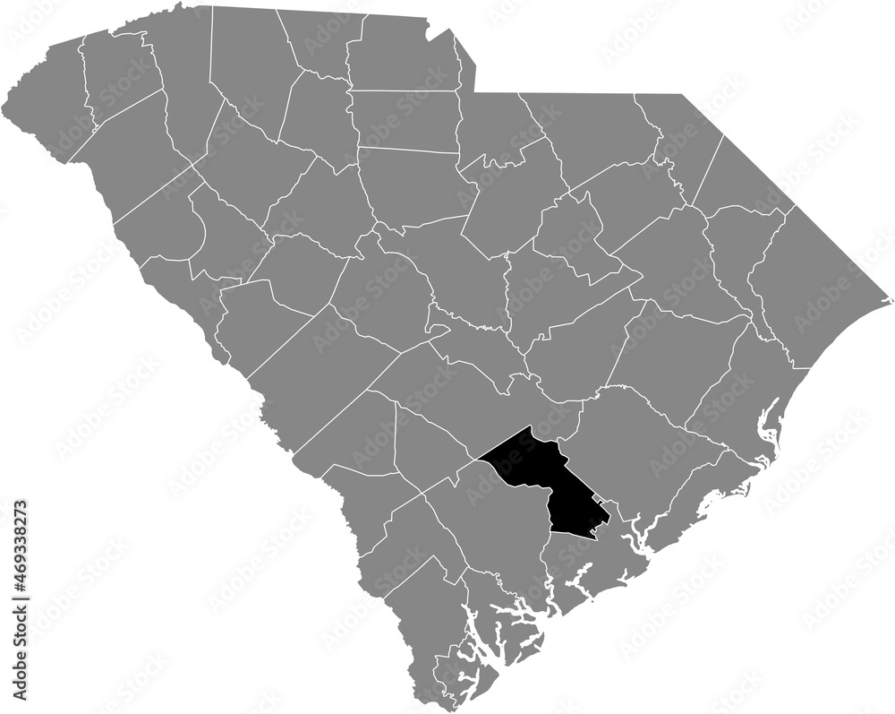 Black highlighted location map of the Dorchester County inside gray ...