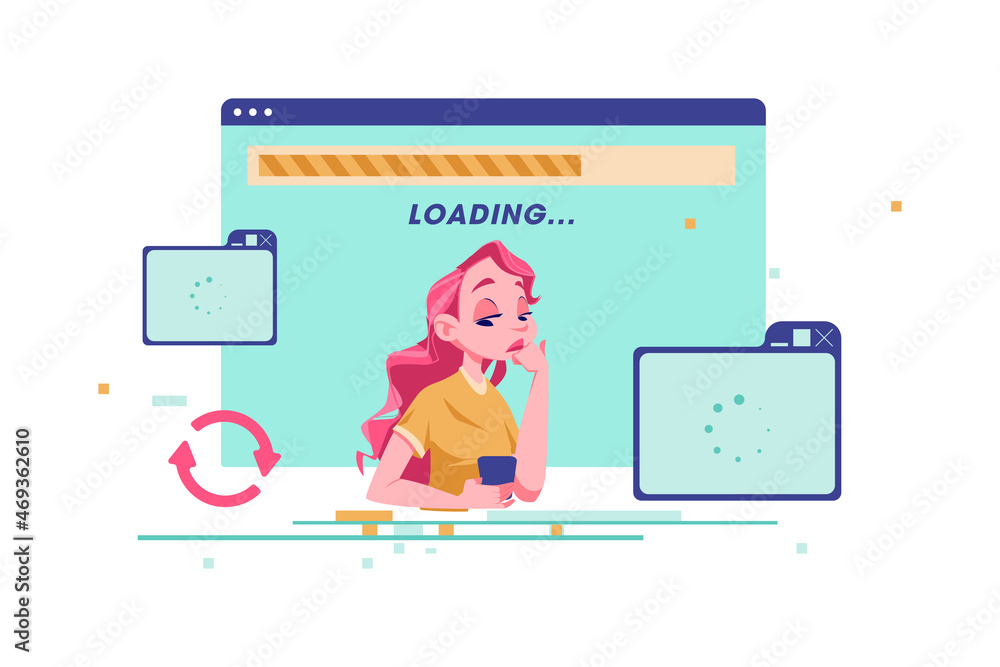 Please wait for its loading Illustration concept. Flat illustration ...