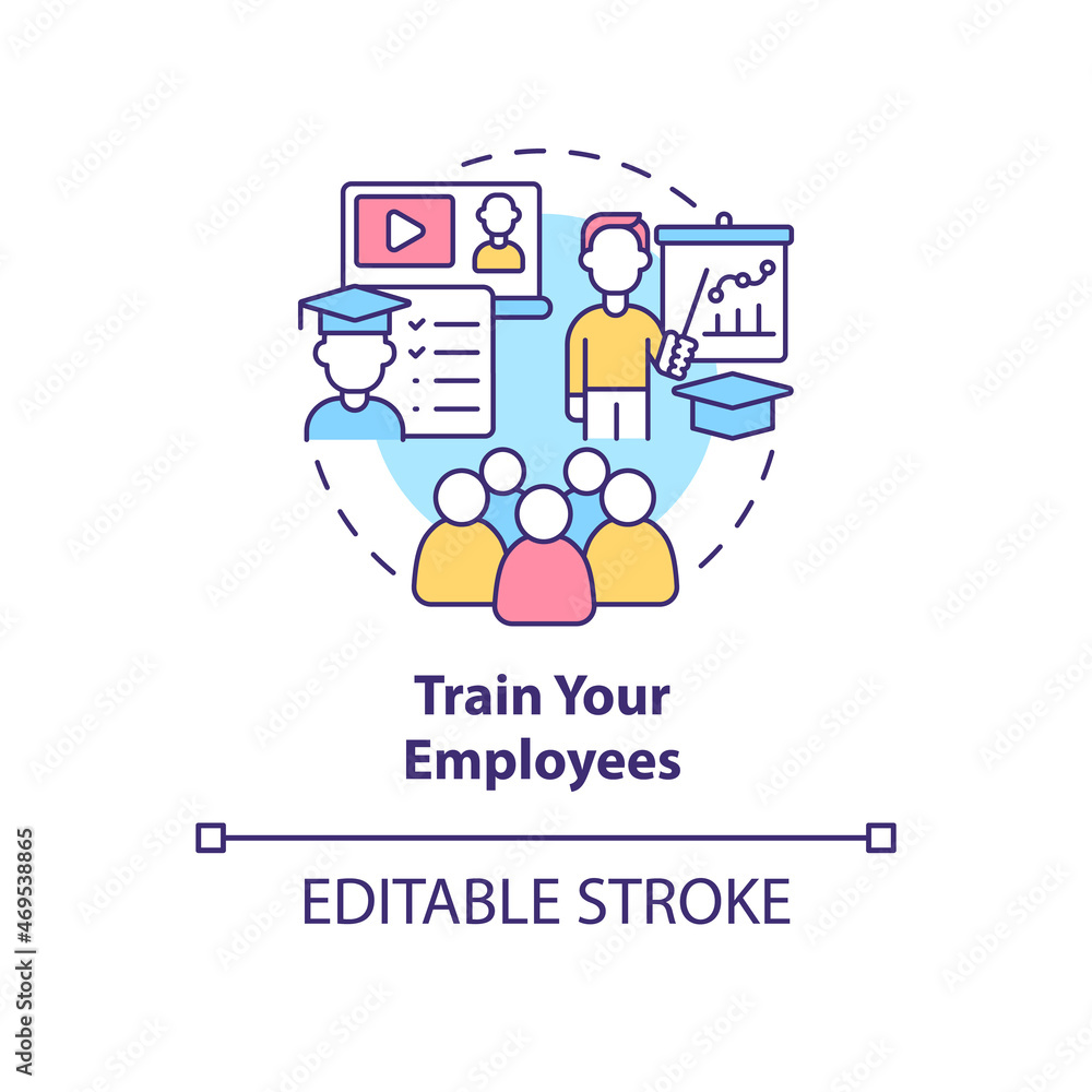 Train your employees concept icon. Staff education. Skill and knowledge ...